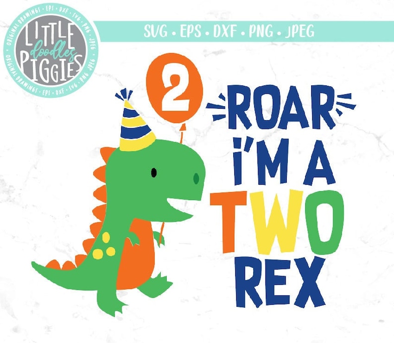 Two Rex SVG PNG Cut File I'm a 2 Rex Dinosaur 2 - Etsy