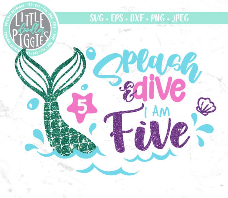 Five Mermaid Birthday SVG PNG Cut File I Am Five SVG | Etsy