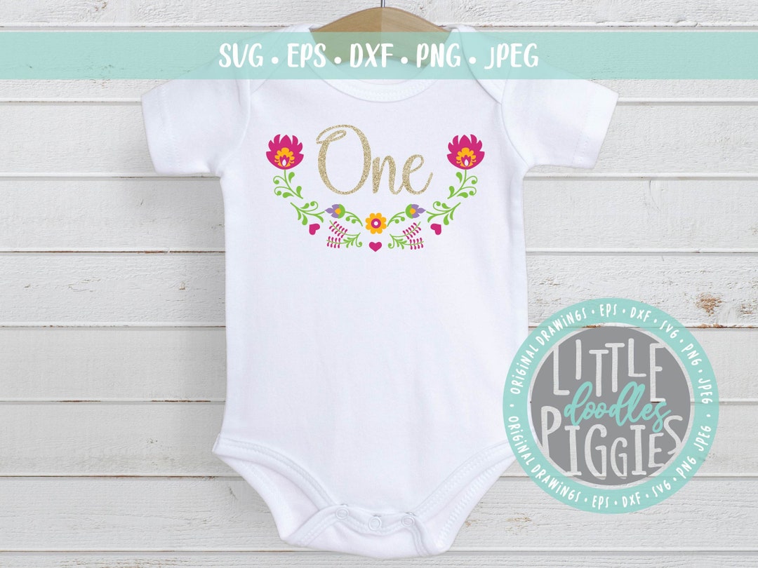 1st Fiesta SVG PNG Cut File, One Flower Svg, Floral One SVG, Girl ...