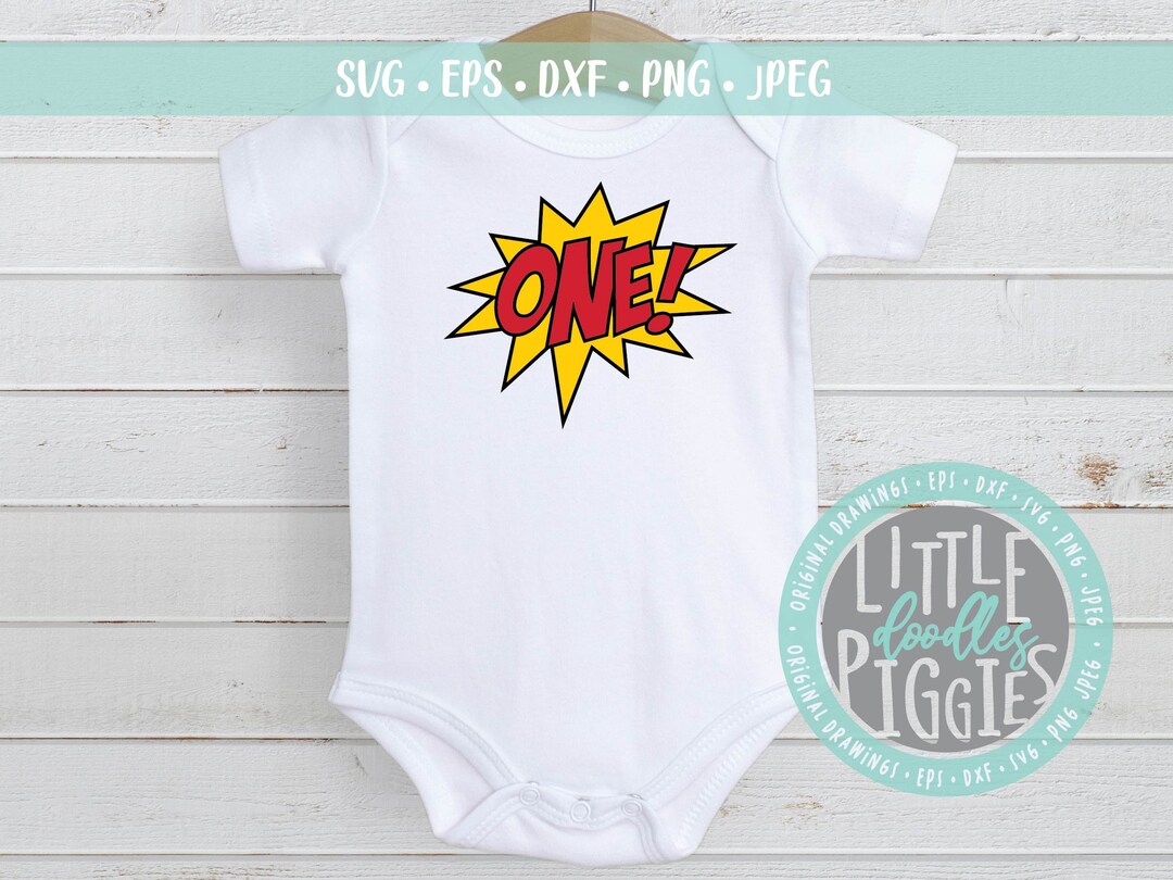 One Superhero SVG PNG Cut File, One Comic Birthday, First Birthday ...