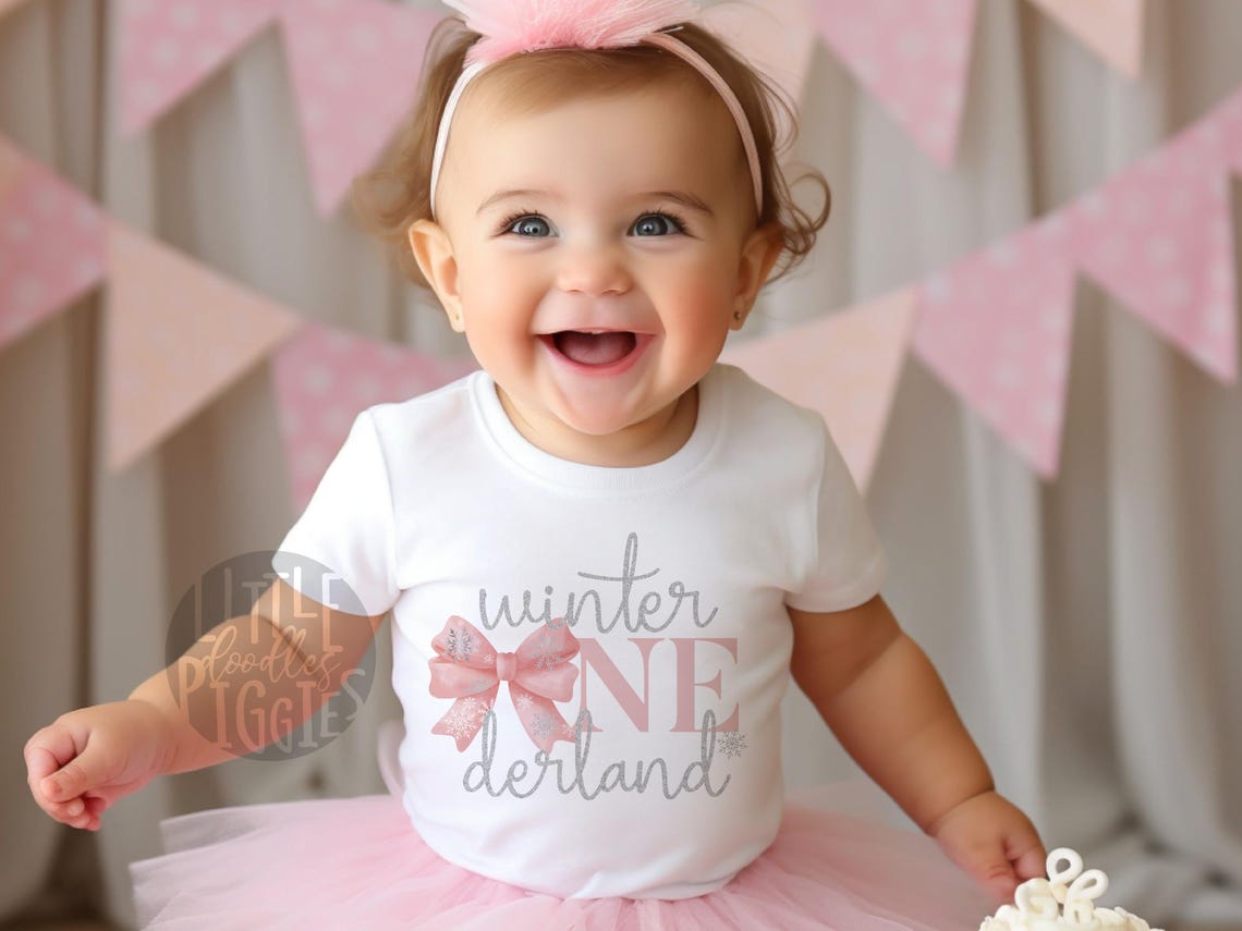 Winter Onederland PNG, Pink Bow One Snowflake, Coquette Winter Birthday ...