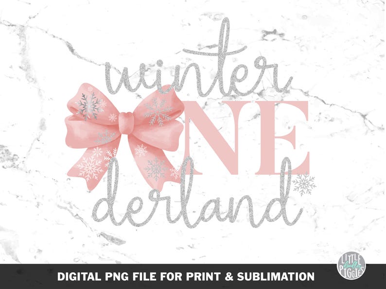 Winter Onederland PNG, Pink Bow One Snowflake, Coquette Winter Birthday ...