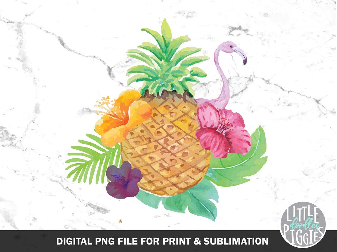 Luau Pineapple Flamingo Hibiscus PNG, Tropical Design Sublimation - Etsy