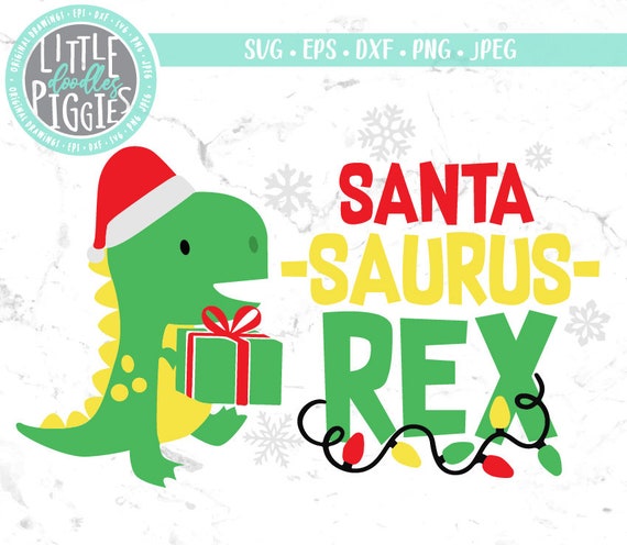 Santa Saurus Rex SVG PNG Cut File Dinosaur Santa Svg | Etsy