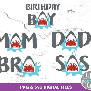 Shark Family Bundle SVG, Cut, Shark Mom Dad Sis Bro PNG Sublimation - Etsy