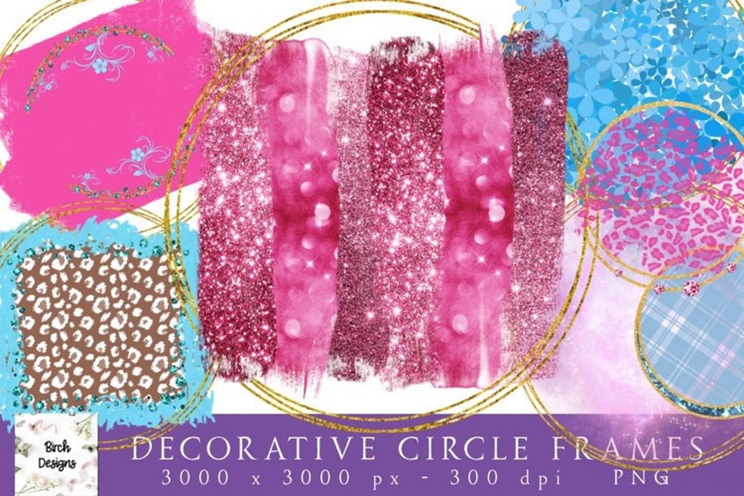 Glitter Circle Frames Clipart, Geometric Sublimation PNG - Etsy
