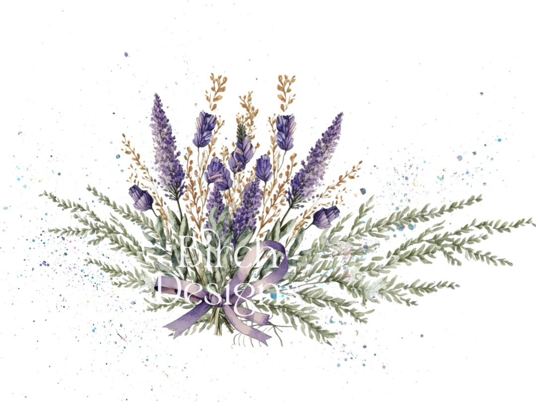 Lavender Bouquet PNG | Floral Clipart | Instant Download - Etsy