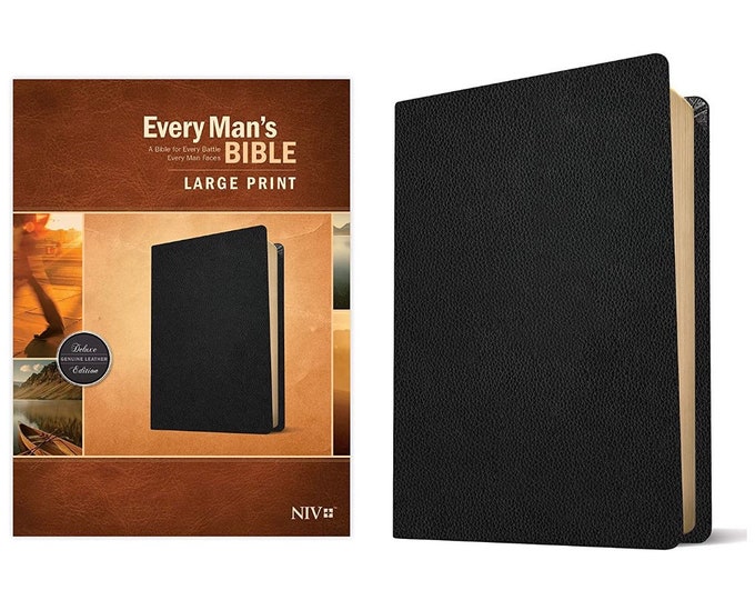 PERSONALIZED *** NIV Every Man's Large-print Bible - Genuine Leather ...