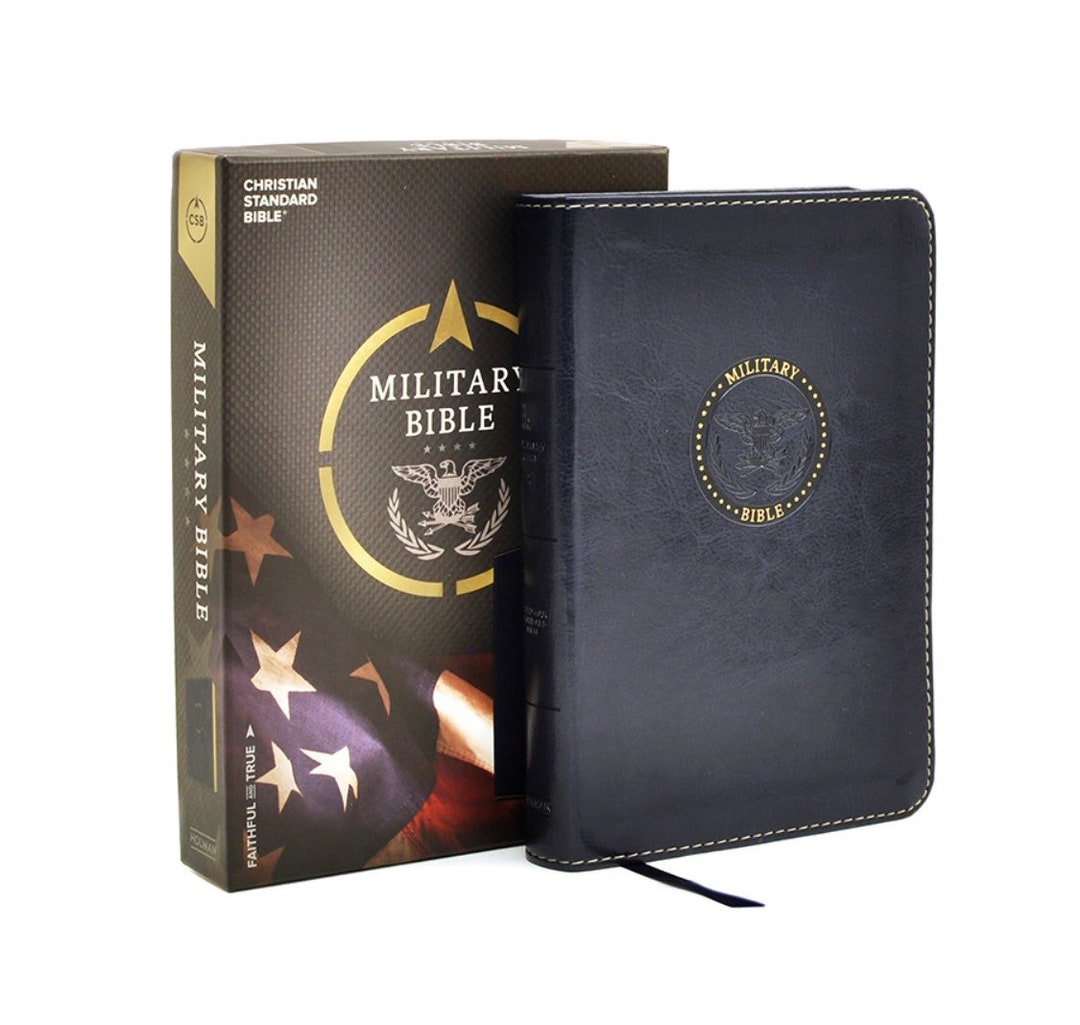 PERSONALIZED *** Navy, CSB Military Bible. Navy Blue Leathertouch ...