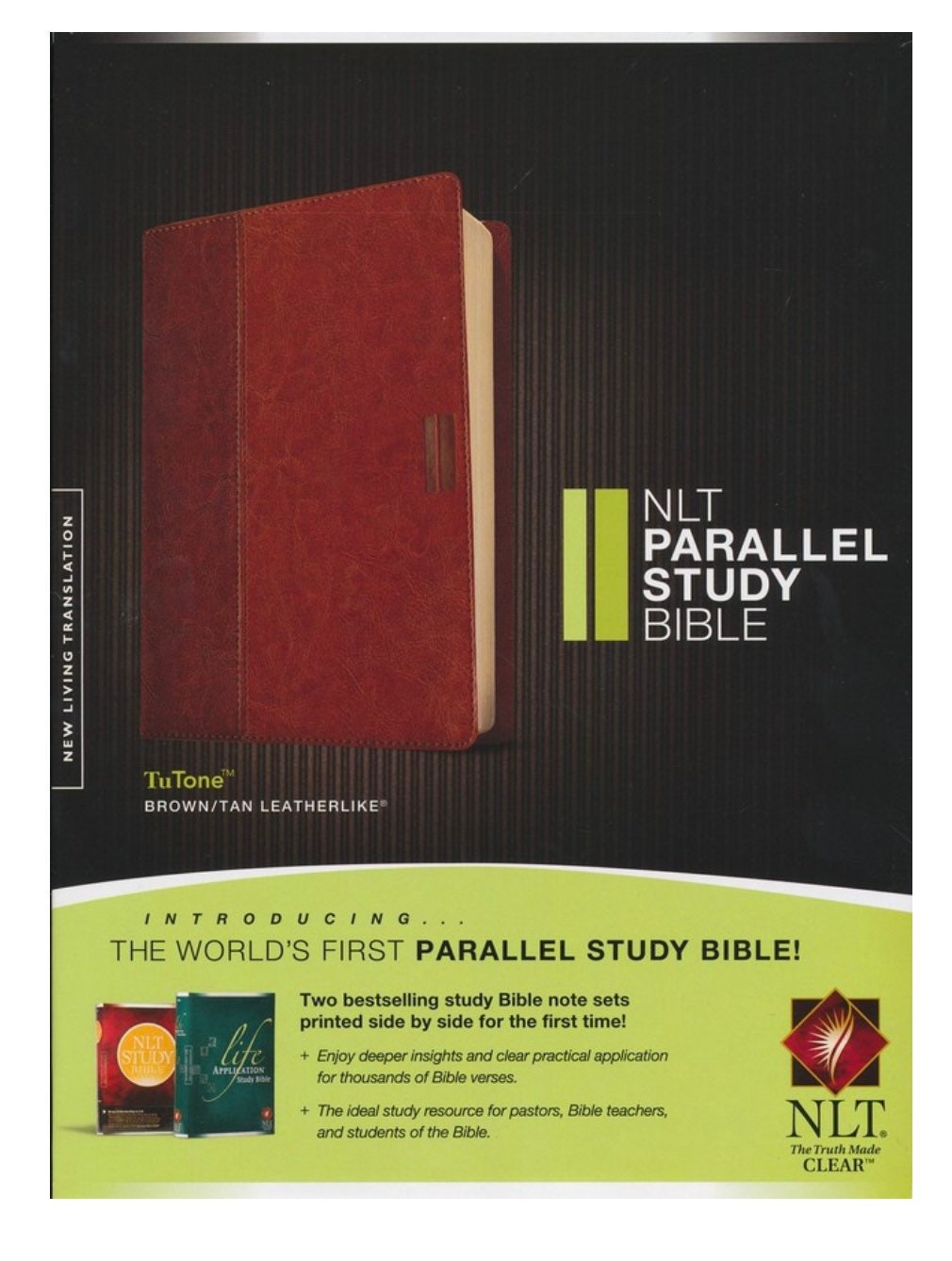 PERSONALIZED *** NLT Parallel Study Bible Tutone Brown/tan Leatherlike ...