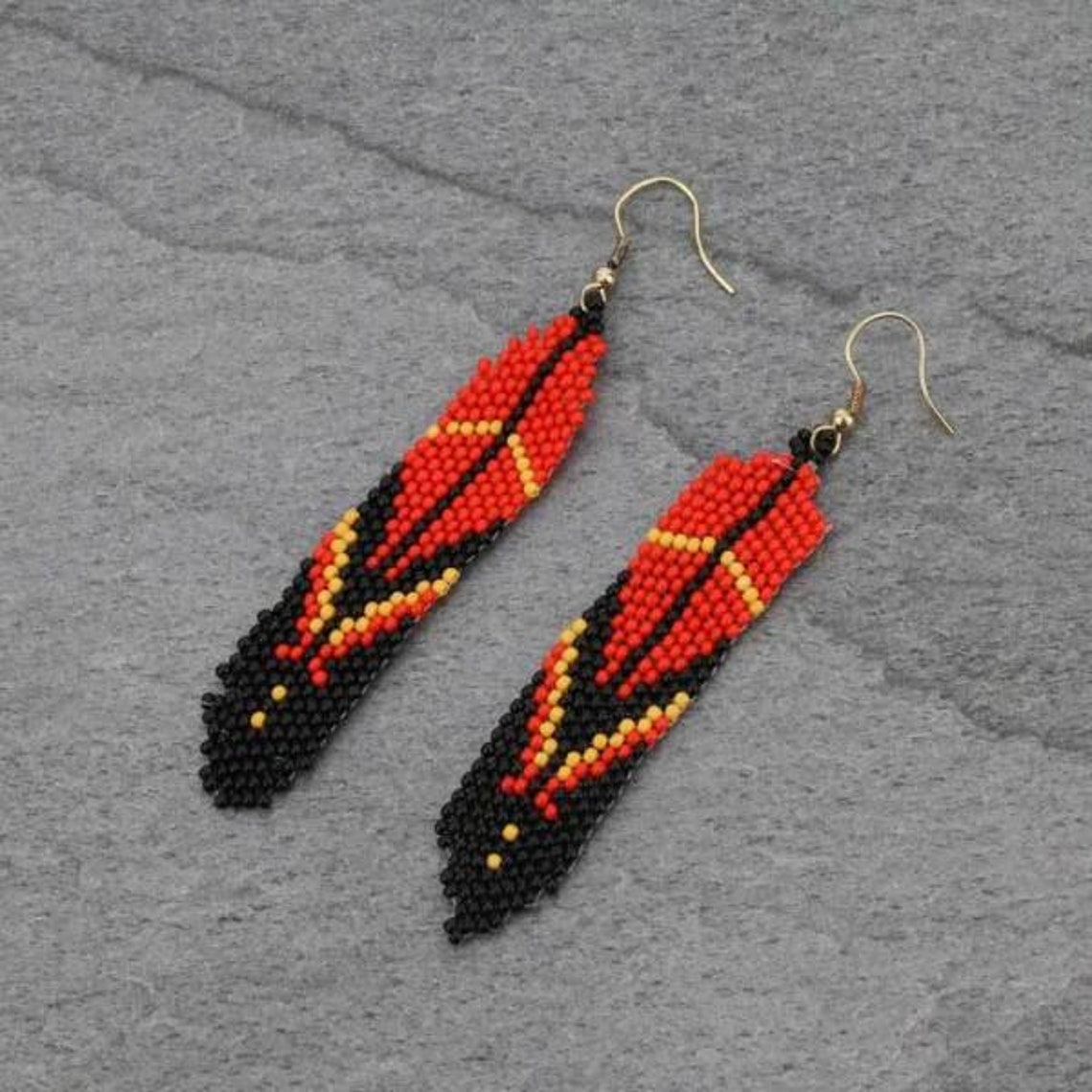 Beautiful Hand Crafted Beaded Feather Earrings Native American Etsy