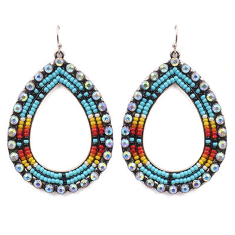 Open Cut Tear Drop Seed Bead Earring Native Inspired Western Etsy