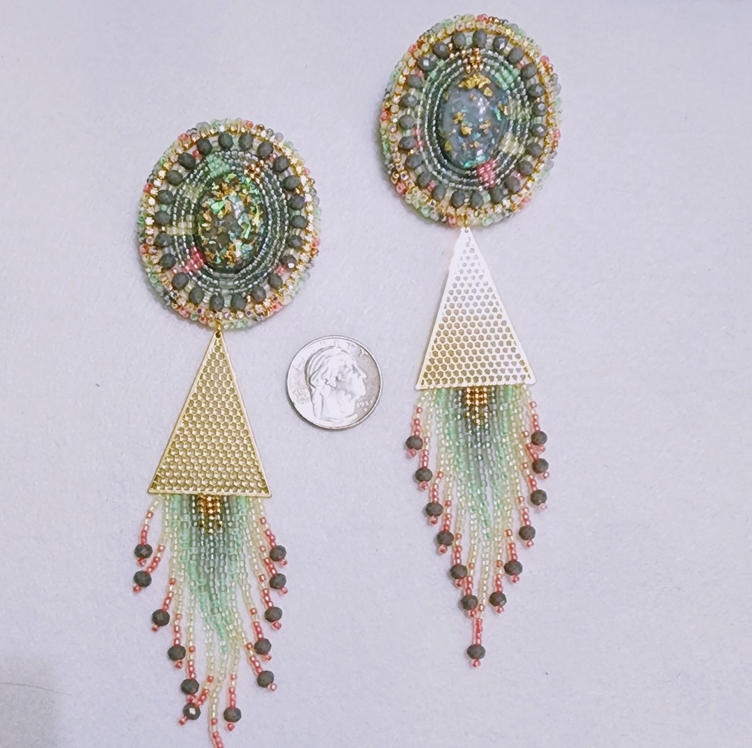Beaded Earrings/ Hand Crafted/ Statement Beaded Earrings/beaded Jewelry/native American Jewelry ...