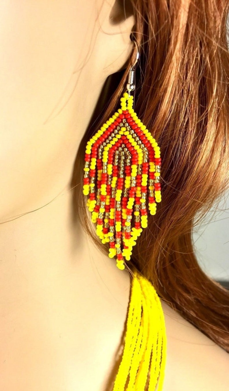 Beautiful Hand Beaded Multi-strand Yellow/red Tribal - Etsy