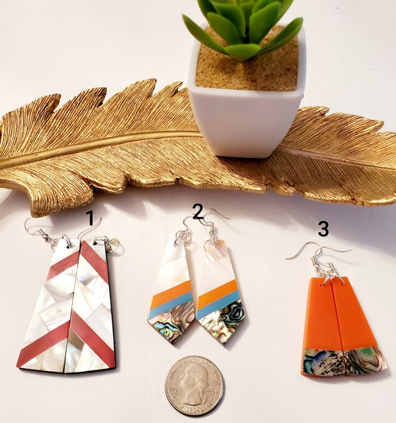 Beautiful Hand Crafted Abalone Shell Slab Earrings/Slab | Etsy