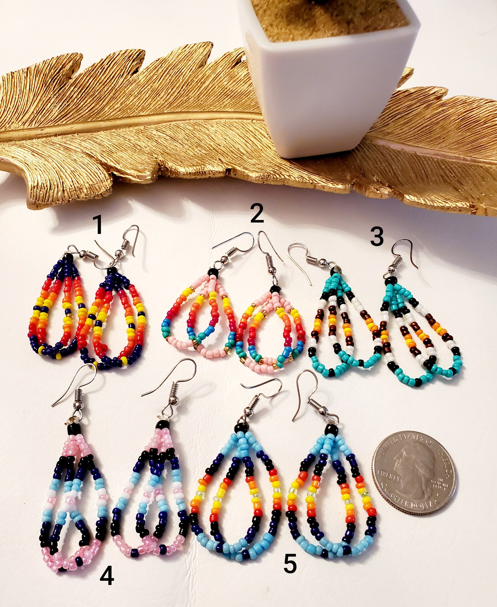 Hand Crafted Dangle Beaded Earrings/seed Bead - Etsy