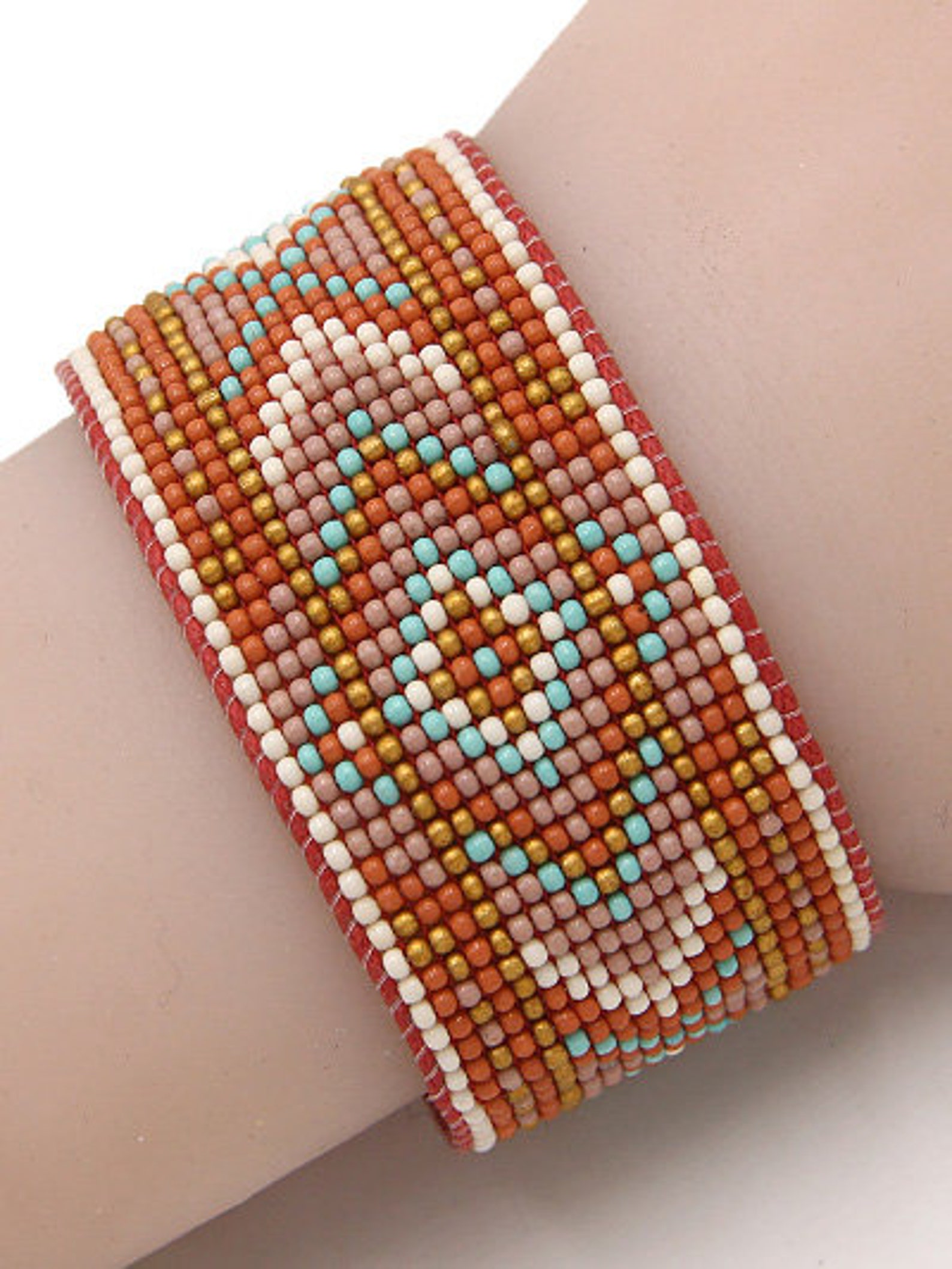 Hand Beaded Native American Adjustable Bracelet/tribal - Etsy
