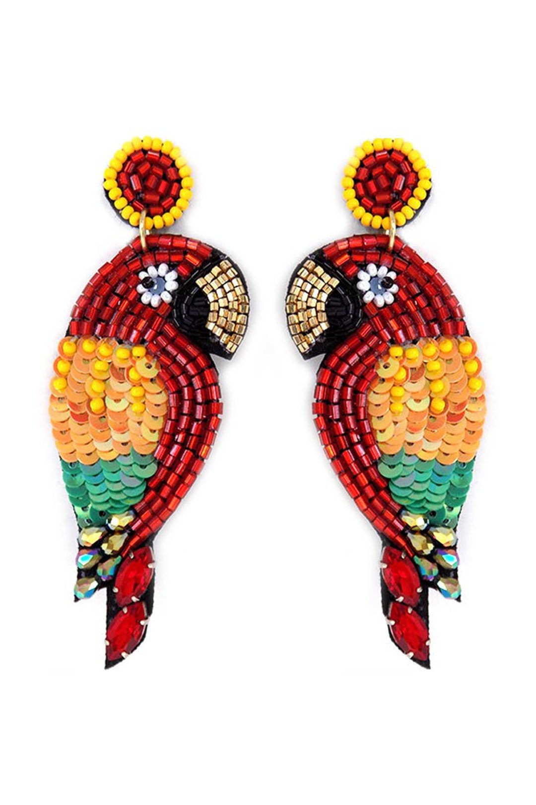 Hand Crafted Seed Bead Bird Earrings/hand Beaded Earrings/animal ...