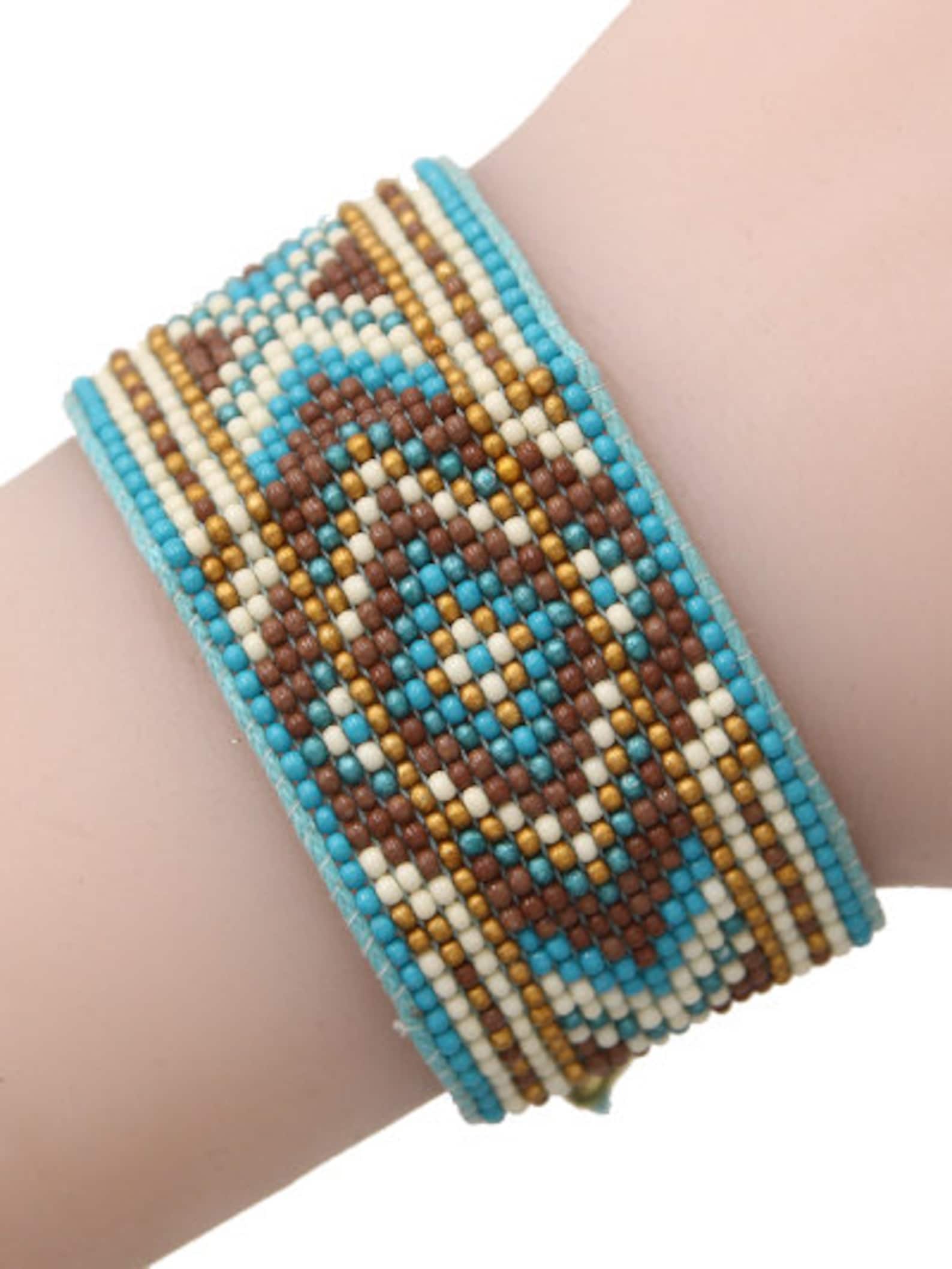 Hand Beaded Native American Adjustable Bracelet/tribal - Etsy