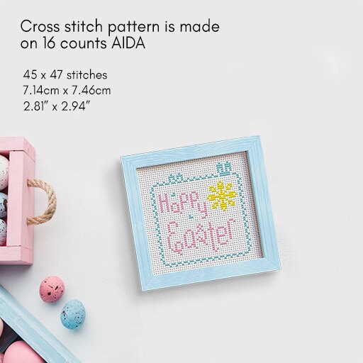 Primitive Cross Stitch Pattern Happy Easter 5 - Etsy