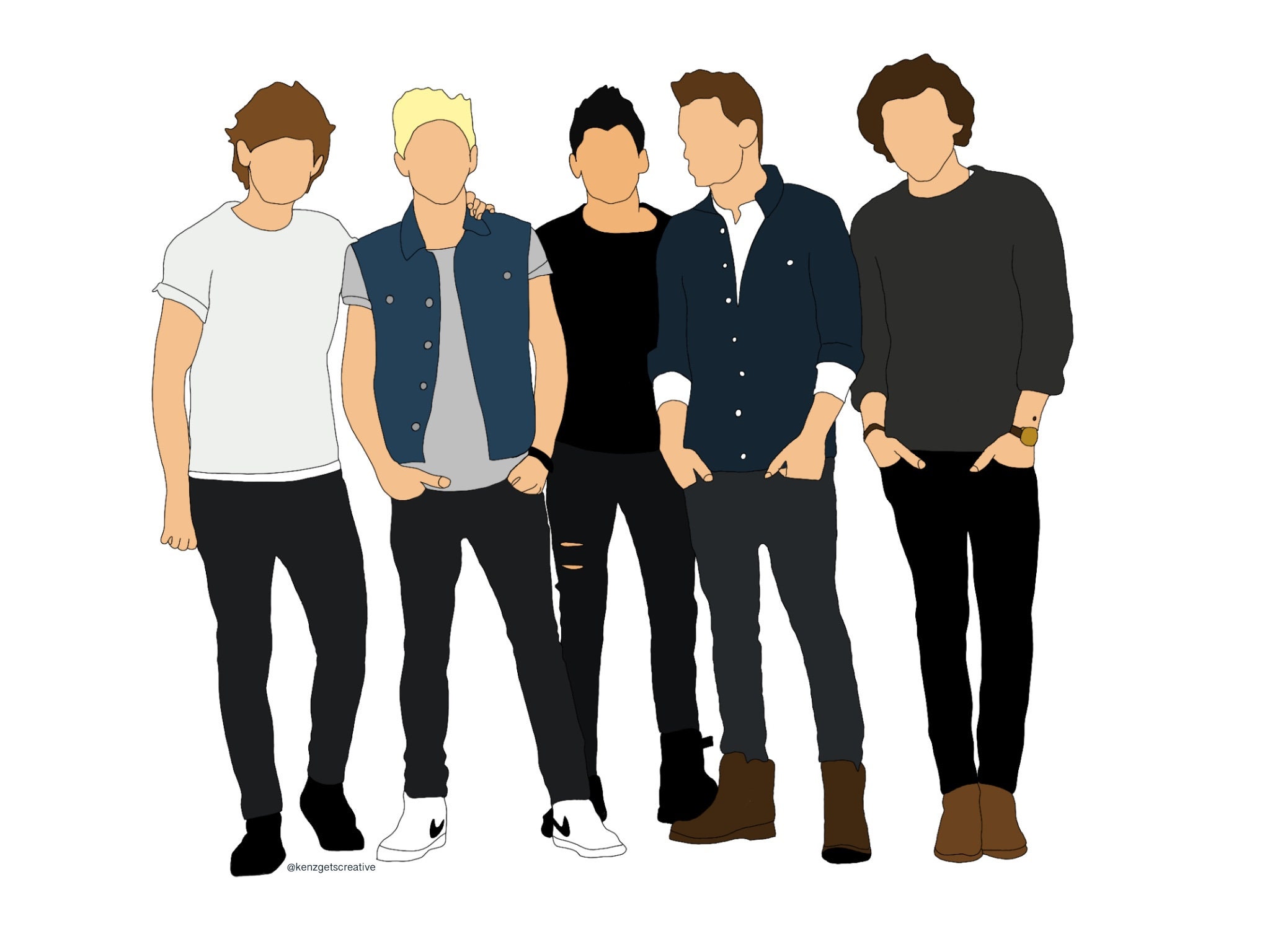 One Direction Drawing Step By Step