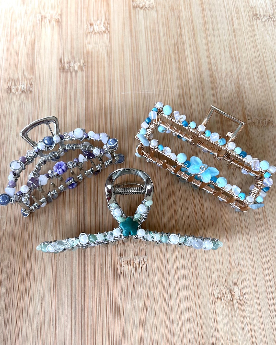 Crystal Claw Clips, Butterfly, Flower, Green, Blue, Purple, Claw Clip ...