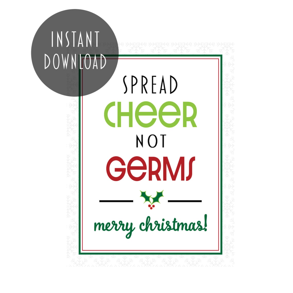 Funny Christmas Gift Tag Spread Cheer not Germs Instant | Etsy
