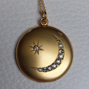 Crescent Moon & Star Celestial Victorian Locket - Monogram AJH - Etsy