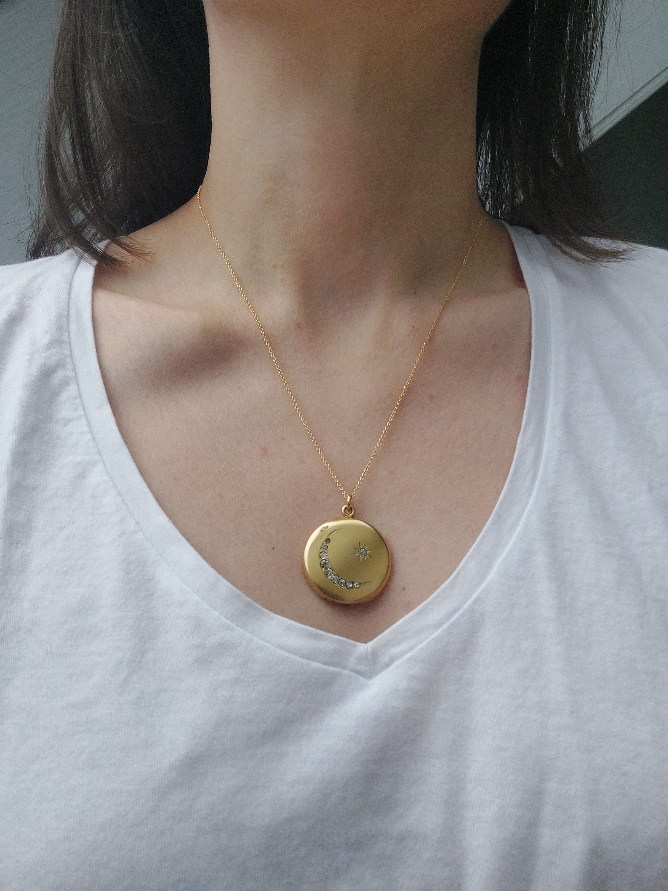 Crescent Moon & Star Celestial Victorian Locket Monogram AJH - Etsy