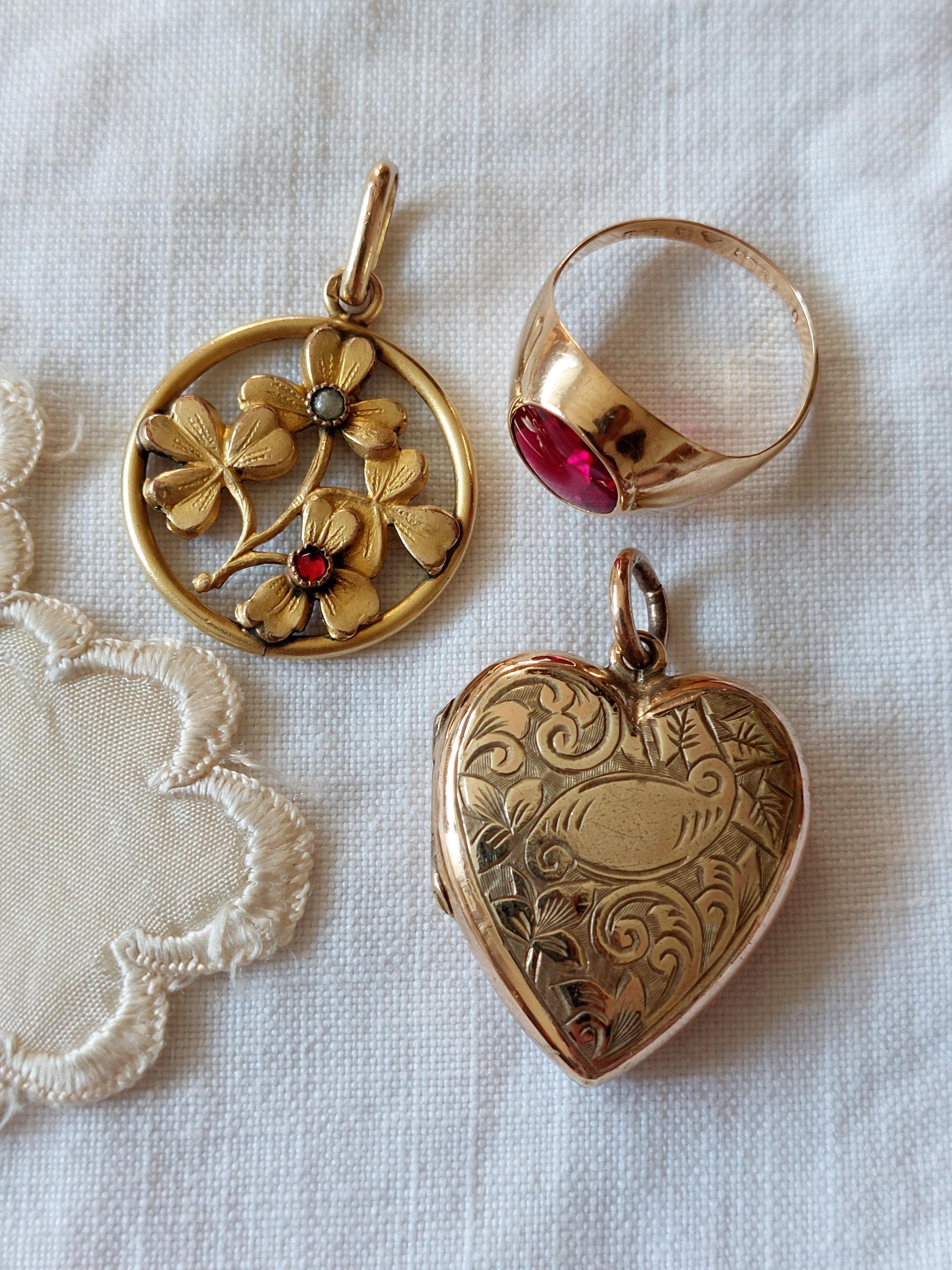 Art Nouveau French Fix Floral Pendant With Ruby Paste and Pearl - Etsy