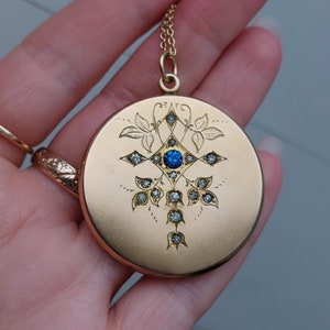 Large Antique W&H Co Locket With Blue and Clear Rhinestones - Etsy
