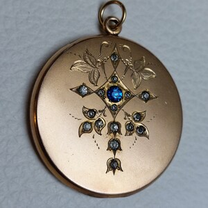Large Antique W&H Co Locket With Blue and Clear Rhinestones - Etsy