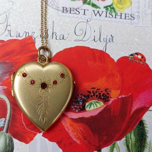 Edwardian Heart Gold Locket With Red Rhinestones - Etsy