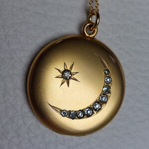 Crescent Moon & Star Celestial Victorian Locket - Monogram AJH - Etsy