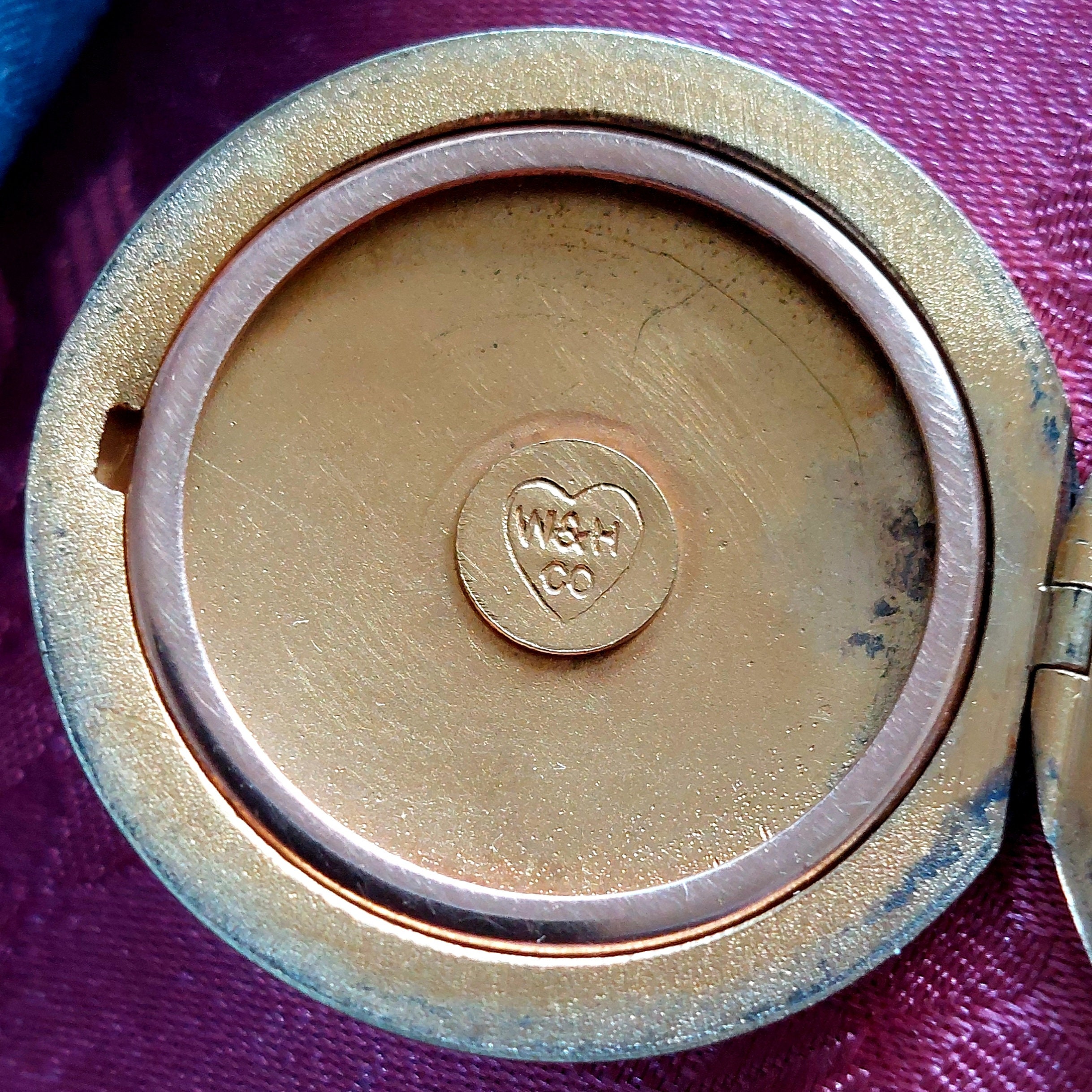 W&H Co Antique Locket With Rhinestones and Monogram - Etsy