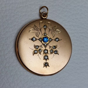 Large Antique W&H Co Locket With Blue and Clear Rhinestones - Etsy