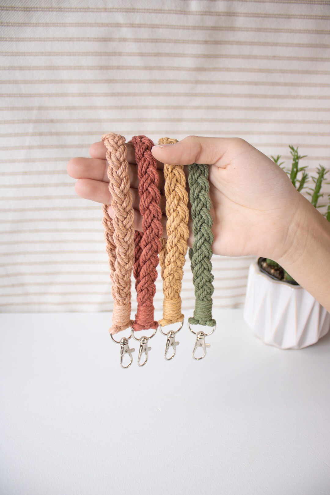 Braided Macrame Wristlet, Neutral Macrame Wristlet, Boho Key Wristlet ...