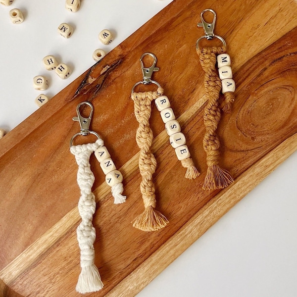 Macrame Twisted Name Keychain - Etsy
