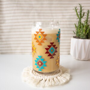 Aztec Print Glass Cup Western Aztec Glass Aztec Print Coffee - Etsy