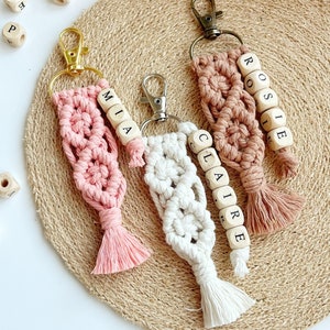 Name Keychain, Custom Name Macrame Keychain, Personalized Keychain ...