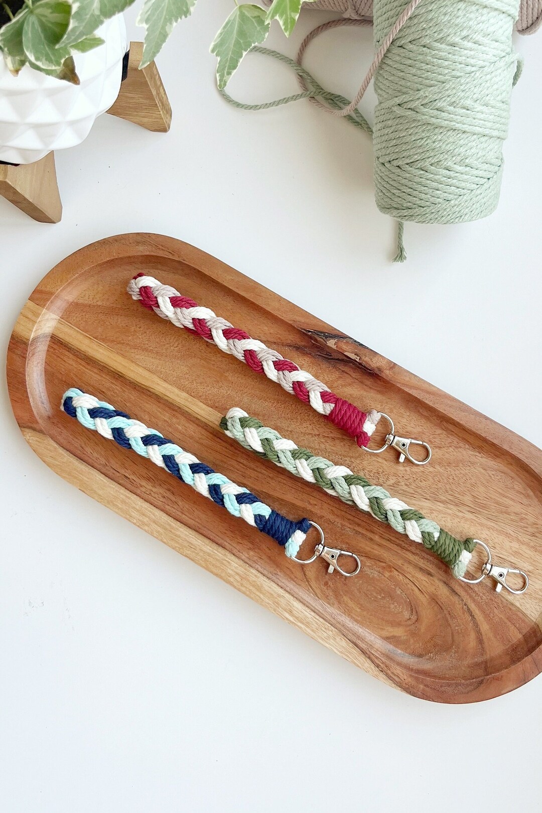 Custom Color Macrame Wristlet, Braided Macrame Wristlet, Customized Keychain Wristlet, Braided ...