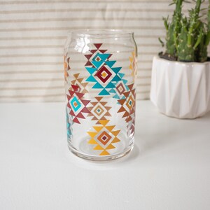 Aztec Print Glass Cup Western Aztec Glass Aztec Print Coffee - Etsy