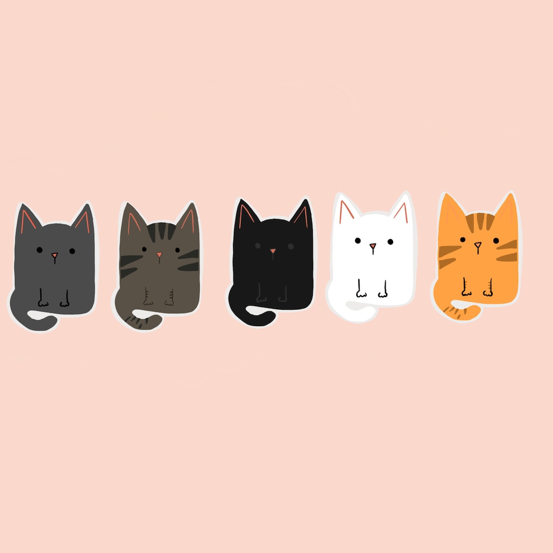 Mini Cat Sticker Pack, Cute Cat Stickers, Kitty, Cat Mom, Cat Person ...