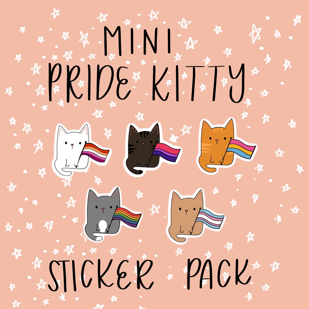Mini (2inch) Pride Kitty Stickers, Pride Kitty, Pride Flag, LGBTQ, Bi ...