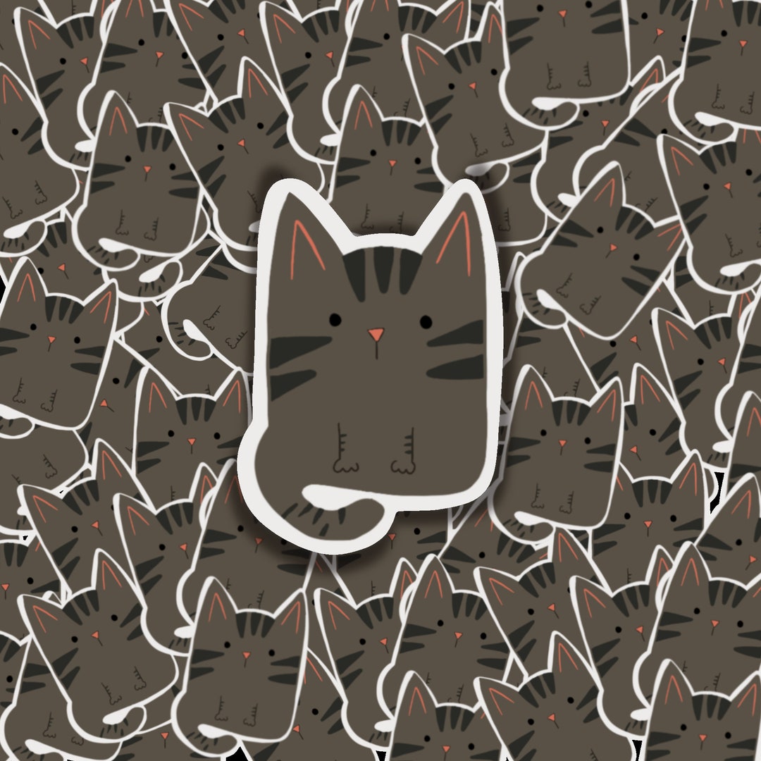 Tabby Cat Sticker, Tabby Kitty Sticker, Striped Kitty Sticker, Gray ...