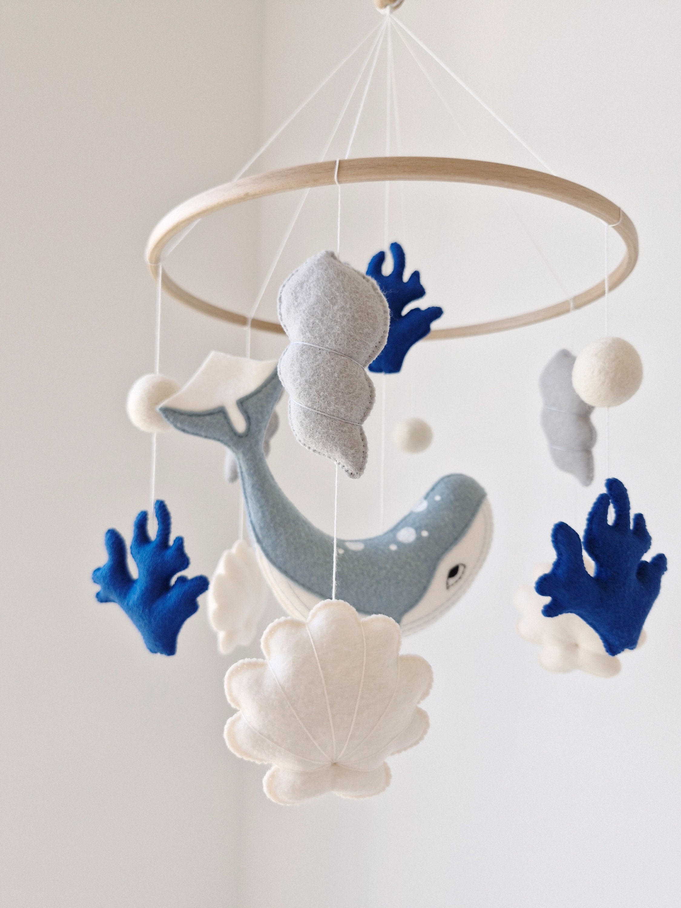 Felt Crib Mobile With Whale and Shells, Nautical Nursery Decor, Sea ...