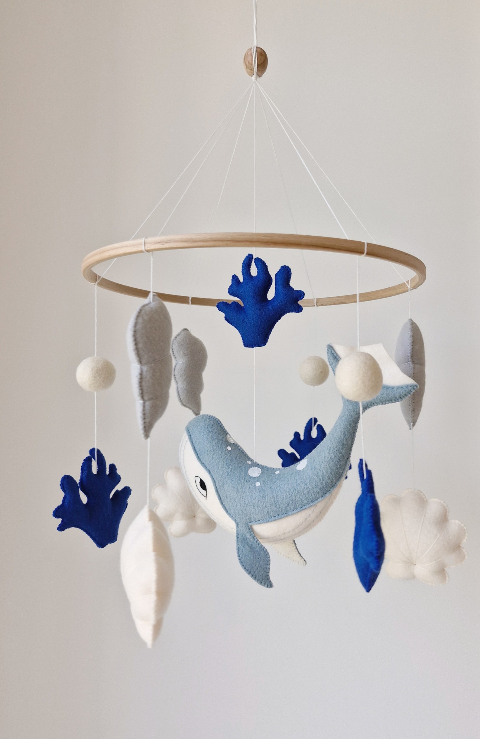 Felt Crib Mobile With Whale and Shells, Nautical Nursery Decor, Sea ...