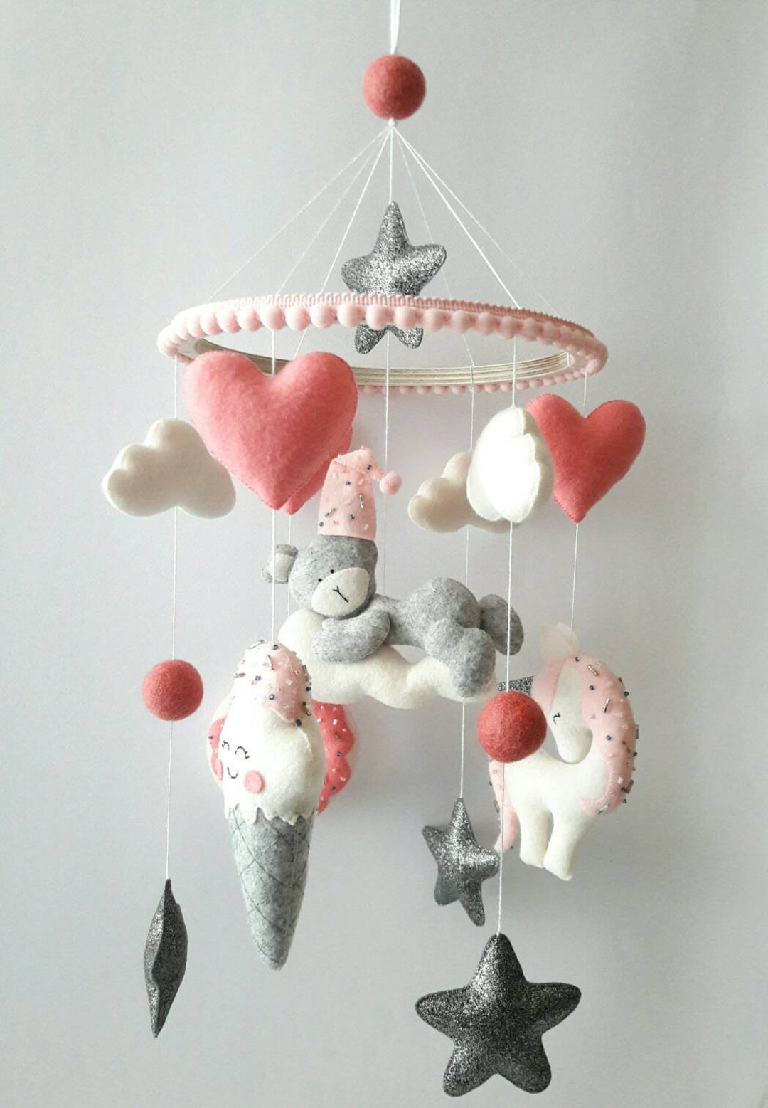 Crib Mobile for Girl, Mobile With Unicorn,baby Girl Nursery Decor, Pink ...