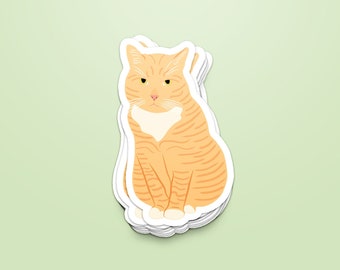 Orange Tabby Cat Sticker, Vinyl Matte Sticker, Waterproof Dishwasher ...