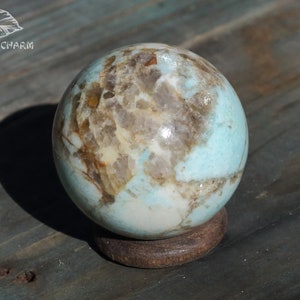 1.6 BLUE AMAZONITE SPHERE Rare Collectible Gemstone Sphere 41 Mm 1.6 In Rock Ball Amazonite With ...